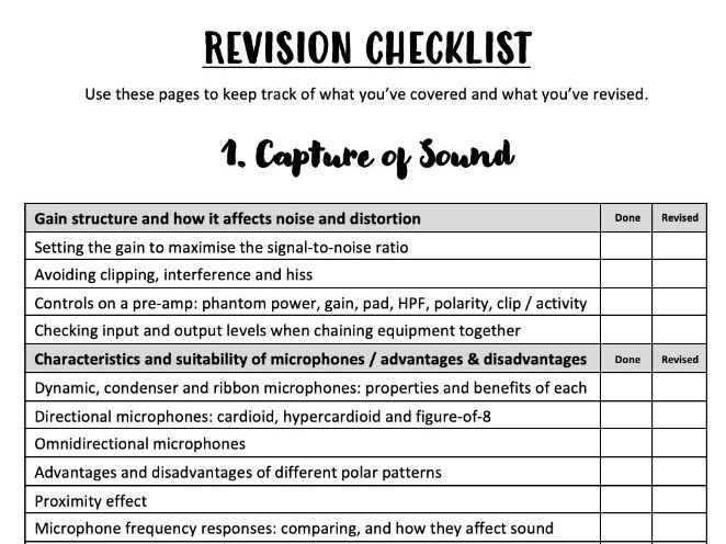 Revision_checklist – A Level Music Technology